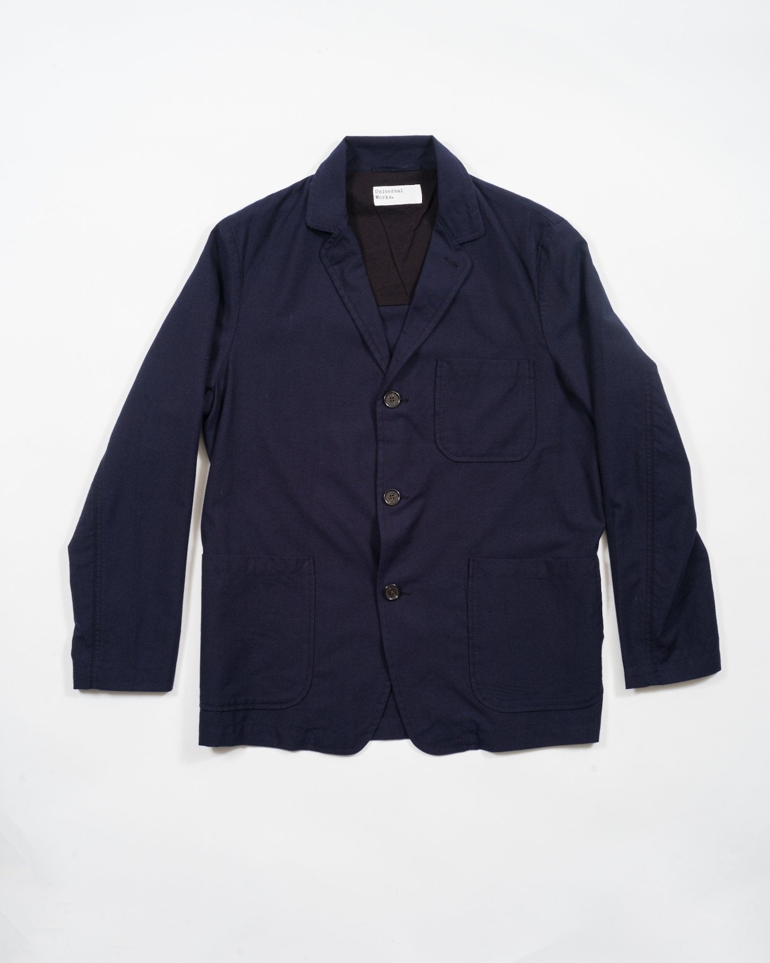 Three Button Jacket in Cotton Mix Suiting - Navy – Uncle Otis Clothing